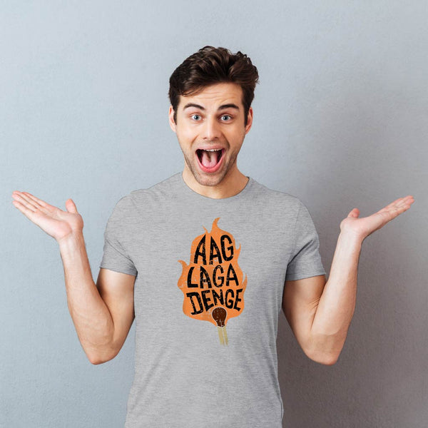 Same Tshirts For Friends - Aag Laga Denge - Grey Colour